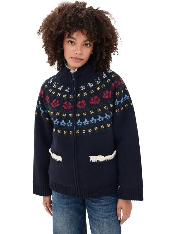 Sea Preston Knit Sherpa Lined Jacket - Navy