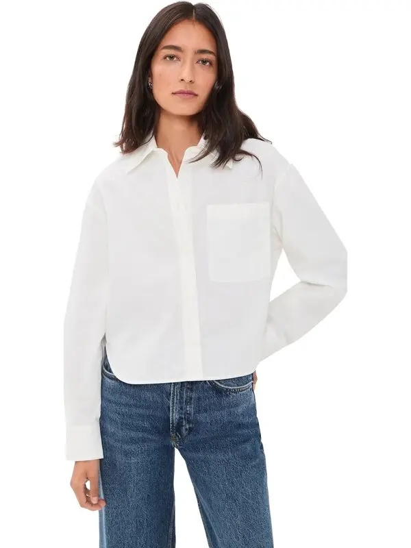 ANINE BING Scott Cropped Shirt - White