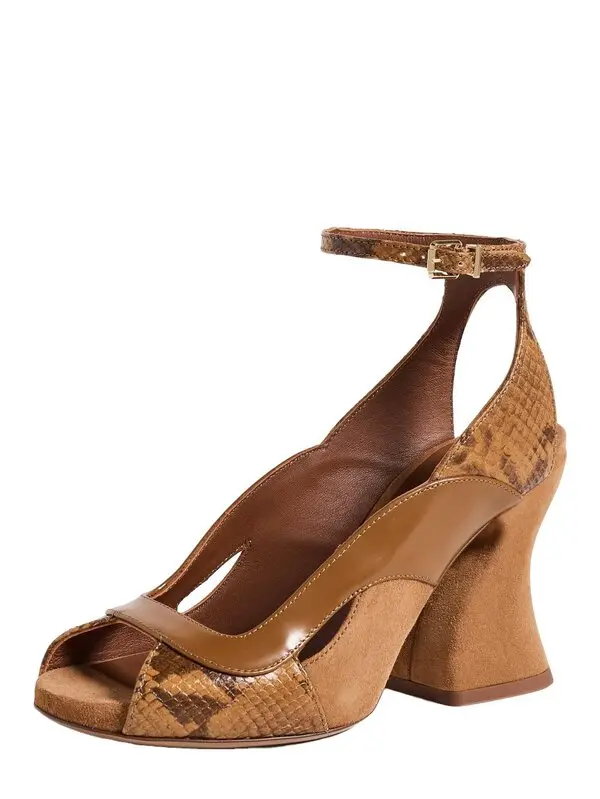 Zimmermann Marvi Snake-embossed Calfskin Sandals - Caramel