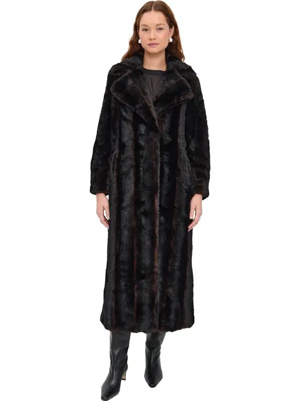 Apparis Gabrielle Shaved Mink Maxi Coat - Noir Multi