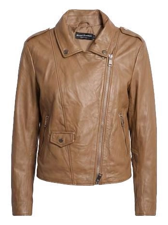 STREET LEATHERS Leather Biker Jacket - Beige