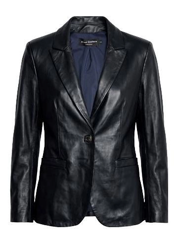 STREET LEATHERS Leather Blazer - Navy