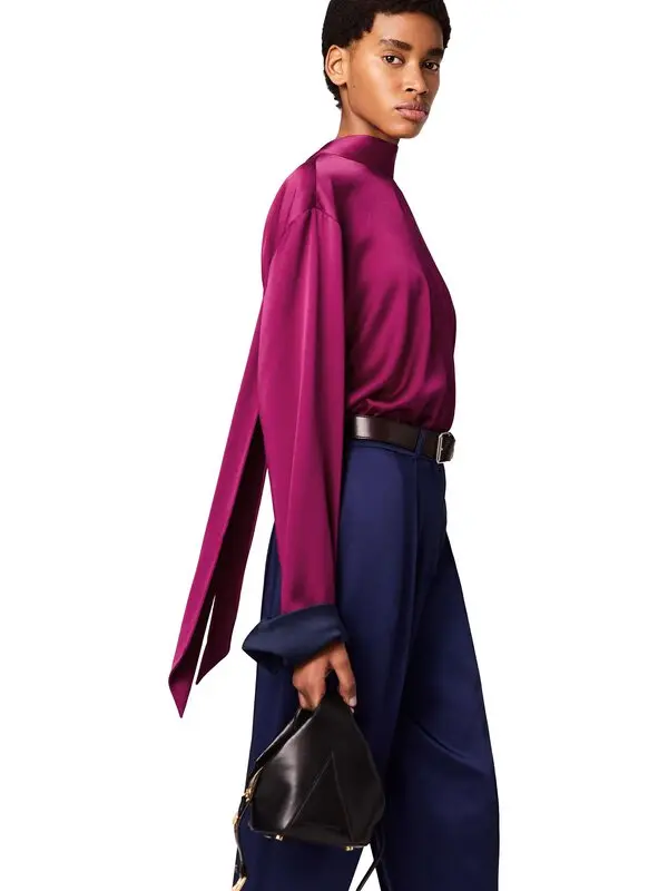 Stella McCartney Tie-back High-neck Satin Top - Pink
