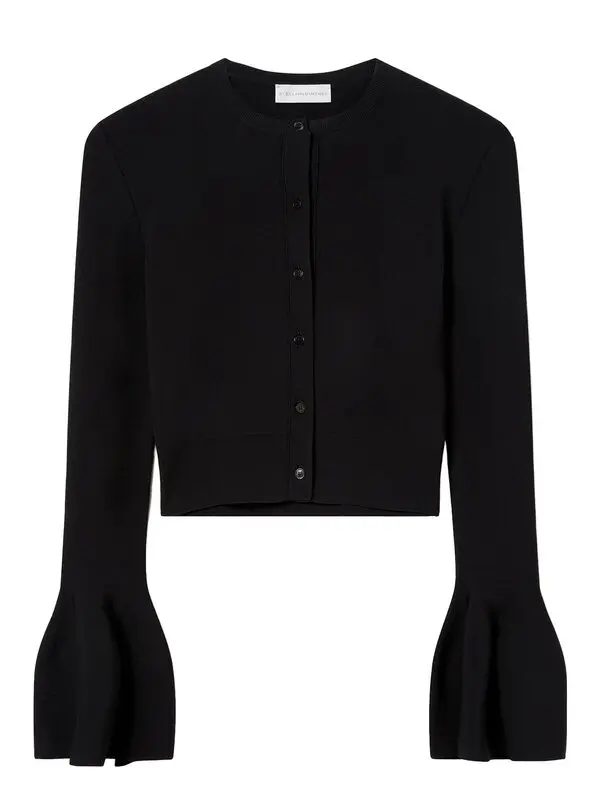 Stella McCartney Compact Knit Bell-sleeve Cardigan - Black