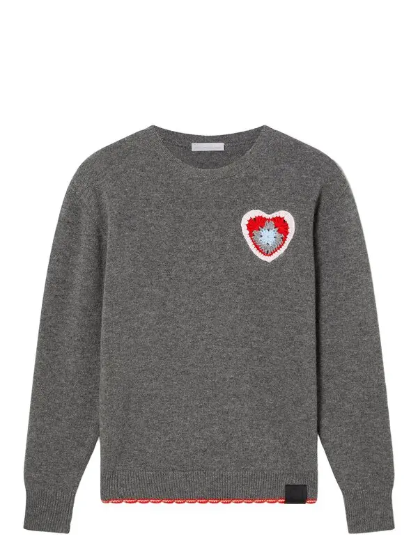 Stella McCartney Crochet Heart Wool Jumper - Grey