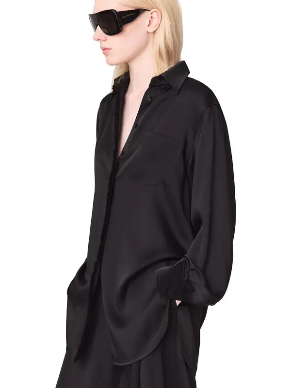 Stella McCartney Fringed Satin Shirt - Black