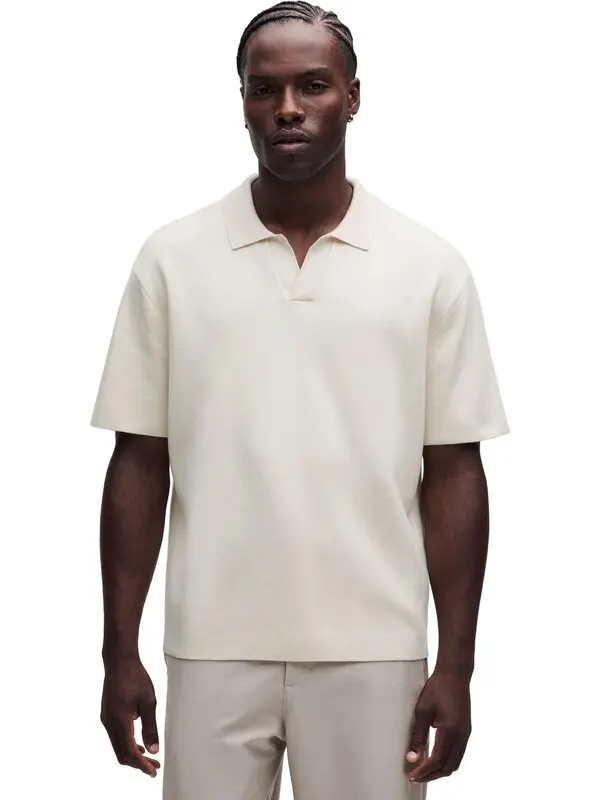 Lululemon Cotton-blend Knit Short-sleeve Polo Shirt - Light Ivory