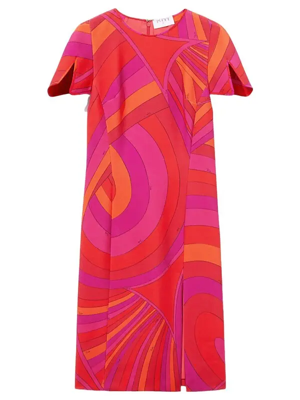 Emilio Pucci Printed Round-collar Short-sleeve Dress - Red