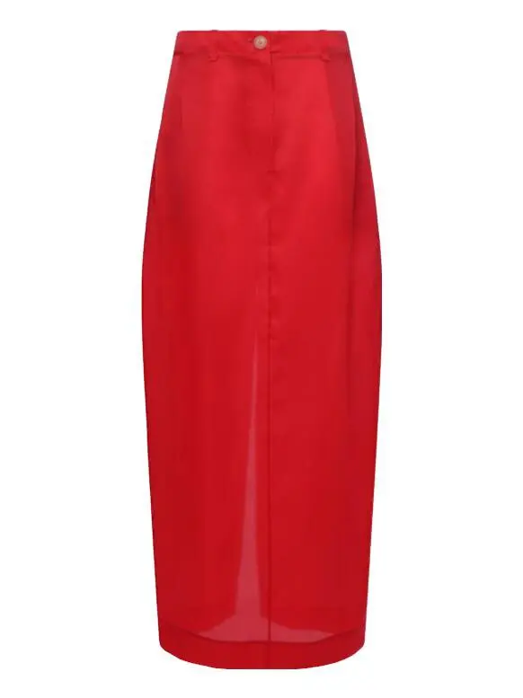 Khaite Silk Organza Long Skirt - Red