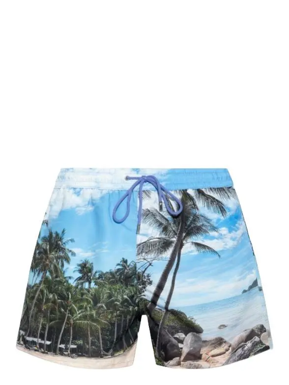 Paul Smith Paradise-print Swimming Shorts - Blue
