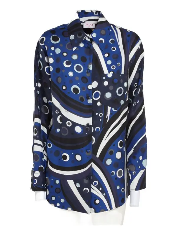 Emilio Pucci Fontane-printed Long-sleeved Shirt - Blue