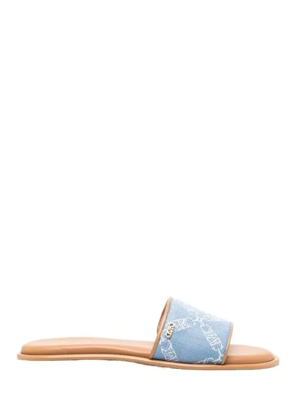 Michael Kors Monogram Jacquard Open Toe Slides - Nude