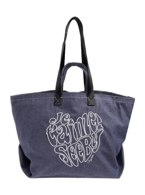 See By Chloé Je T'aime Denim Tote Bag - Gray