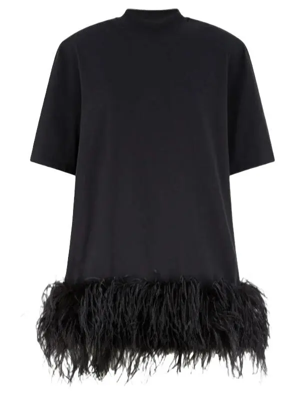 Attico Short Sleeve Crewneck Dress - Black