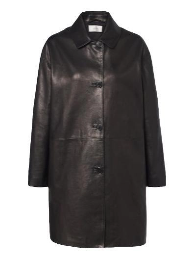 THE ROW Donata Leather Coat - Black