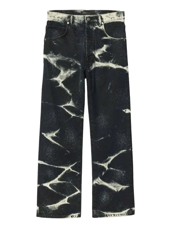 PURPLE BRAND P018 Marble Coated Wide-leg Jeans - Black