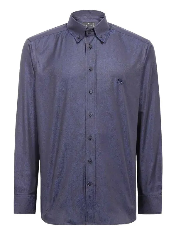 Etro Paisley-jacquard Buttoned Shirt - Blue