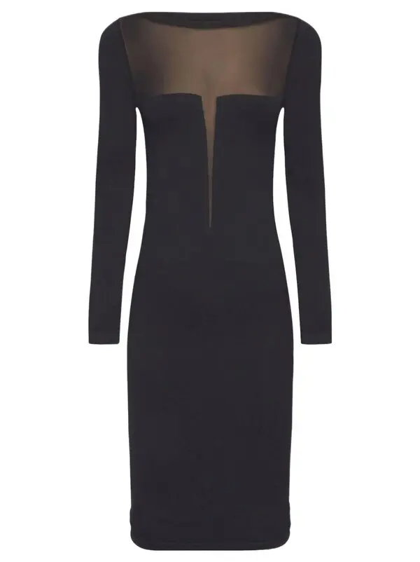 Wolford Sheer Panel Midi Dress - Black