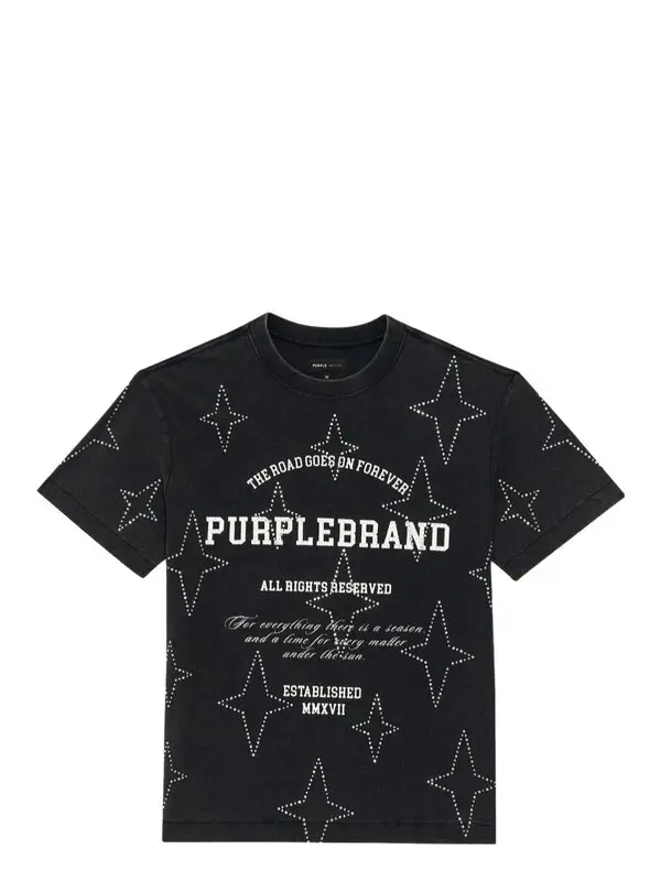 PURPLE BRAND Crystal-embellished Cotton T-shirt - Black