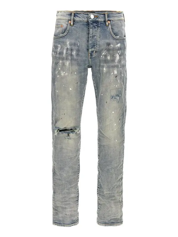 PURPLE BRAND Pierced Denim Jeans - Gray