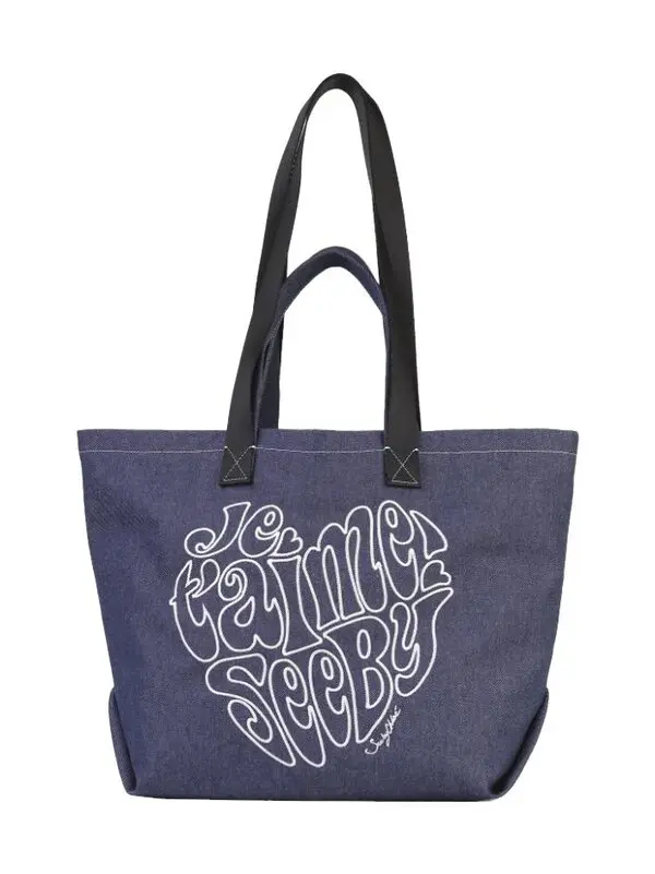 See By Chloé Je T'aime Denim Tote Bag - Blue