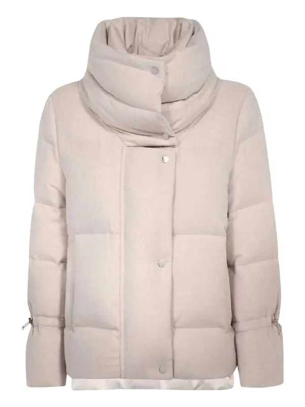 MOORER High-collar Long-sleeved Coat - Nude
