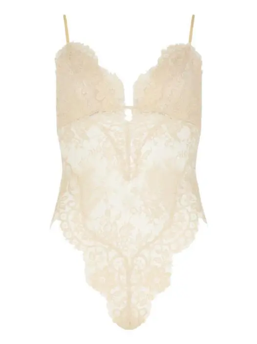 Zimmermann Illustration Semi-sheer Lace Bodysuit - Cream