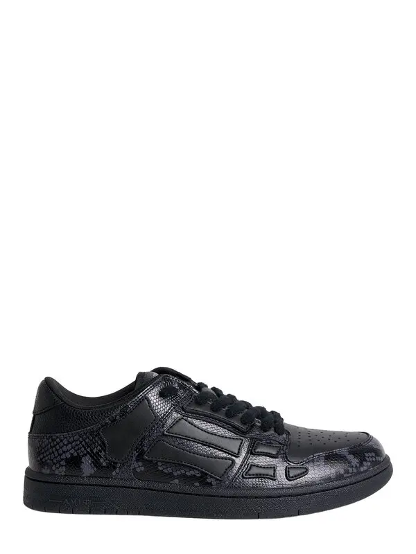 Amiri Leather Python-print Skel Top Low Sneakers - Black