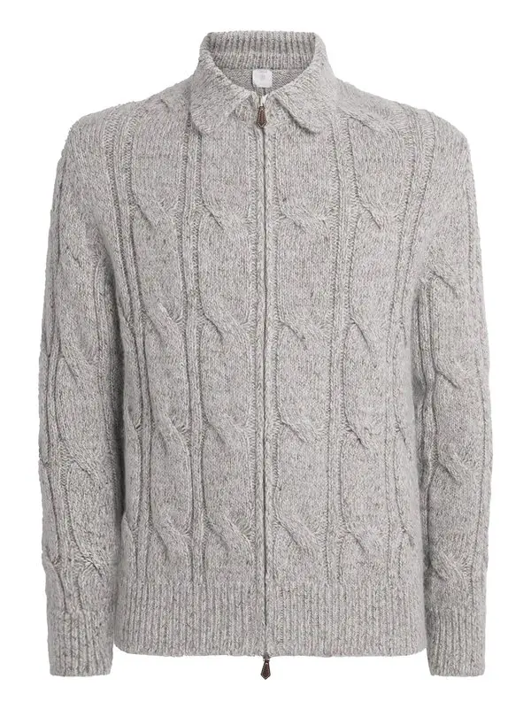 Eleventy Wool-blend Zip-up Cardigan - Grey