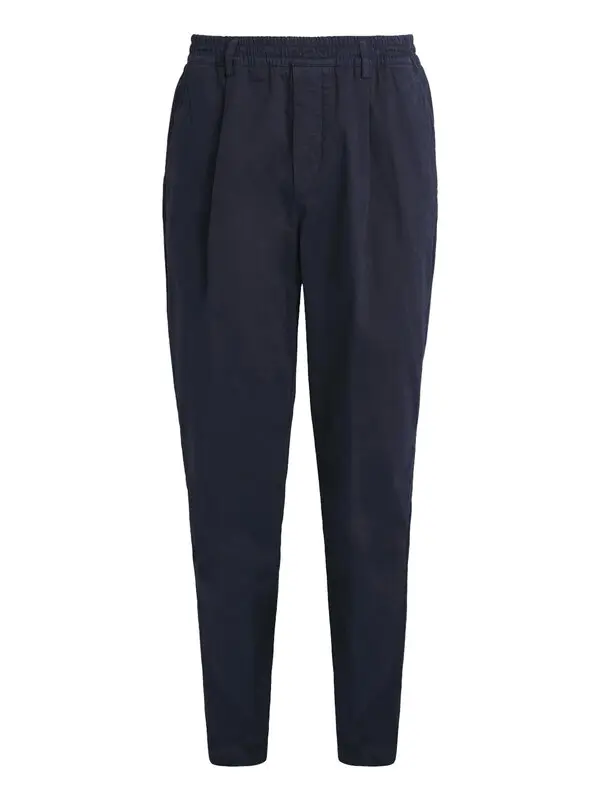 Eleventy Stretch-cotton Pleated Straight Trousers - Blue