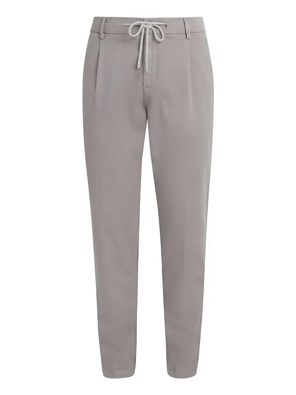 Eleventy Twill Drawstring Pleated Straight Trousers - Green