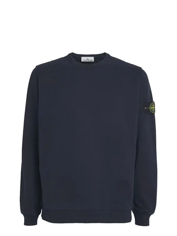 Stone Island Cotton Compass Logo Sweatshirt - Navy