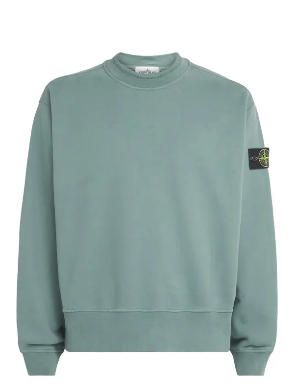 Stone Island Cotton Rib-knit Compass Sweatshirt - Green