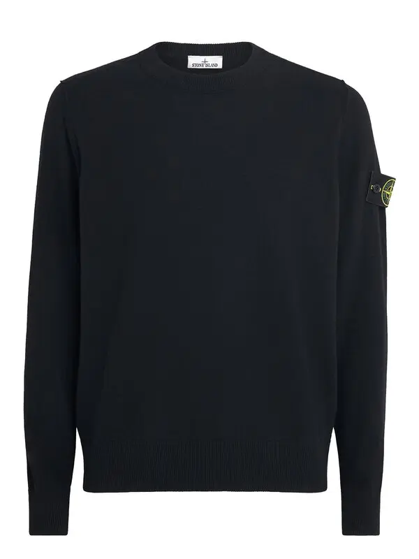 Stone Island Virgin Wool Crew-neck Sweater - Black