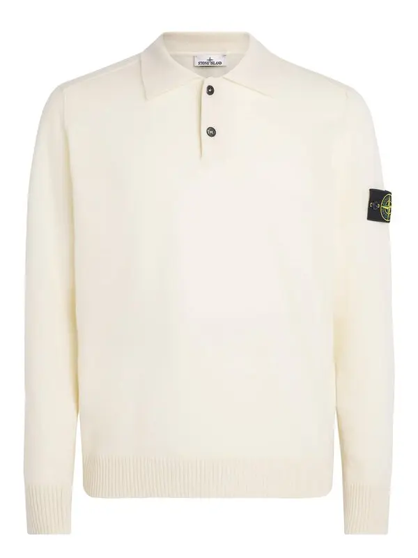 Stone Island Virgin Wool Polo Sweater - Ivory