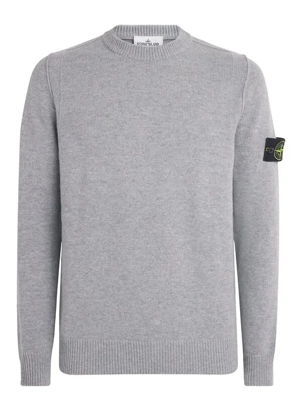 Stone Island Virgin Wool-blend Compass Sweater - Grey