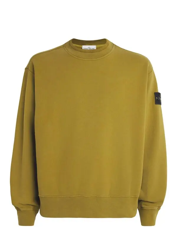 Stone Island Cotton Rib-knit Compass Sweatshirt - Green