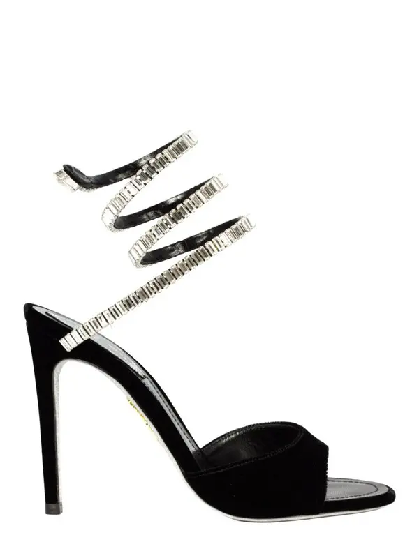 Rene Caovilla Spark Velvet Sandals - Black