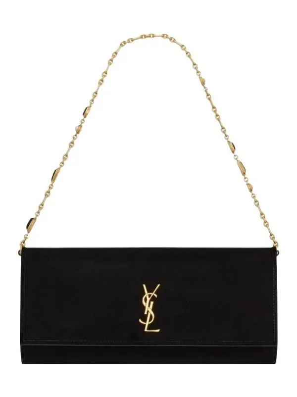 Saint Laurent Kate Clutch In Velvet - Black