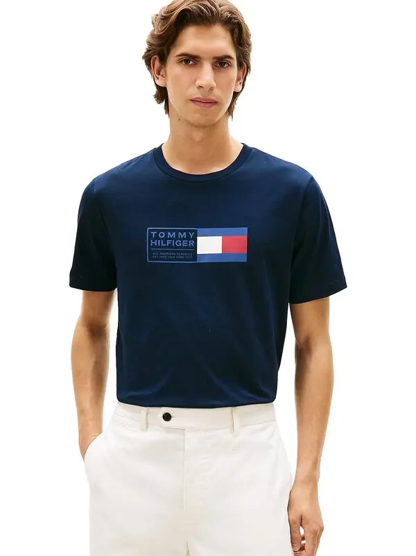 Tommy Hilfiger Flag Box Logo T-shirt - Navy