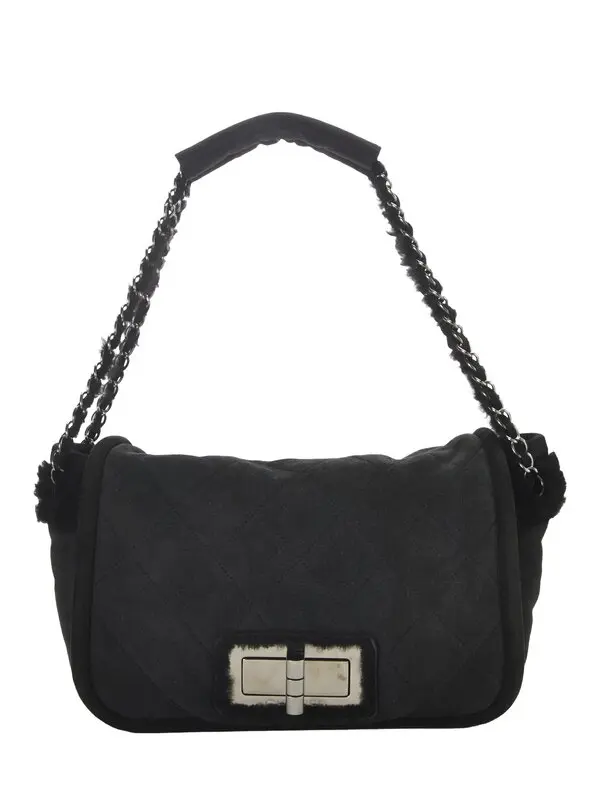 Chanel Mouton Mademoiselle Lock Shoulder Bag - Black