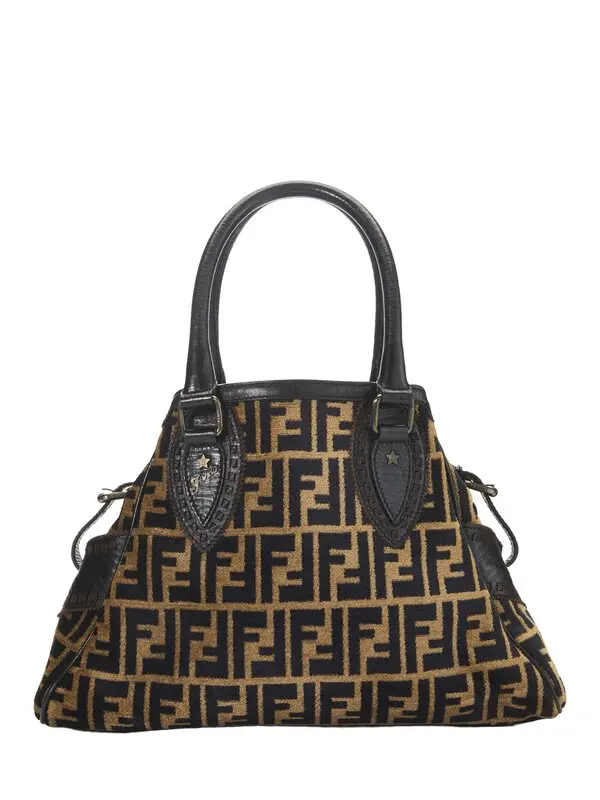 Fendi Zucca Velour Bag Du Jour - Black