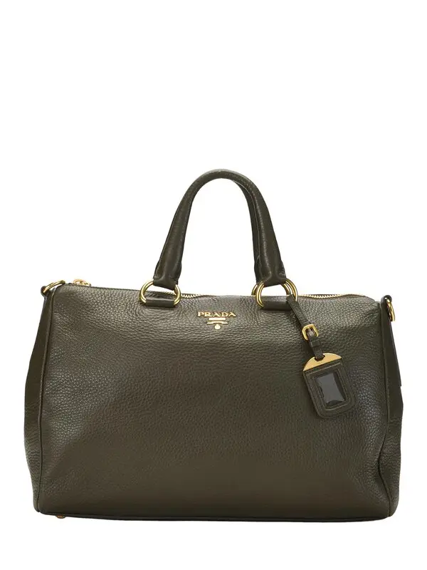 Prada Vitello Daino Convertible Bauletto Handbag - Green