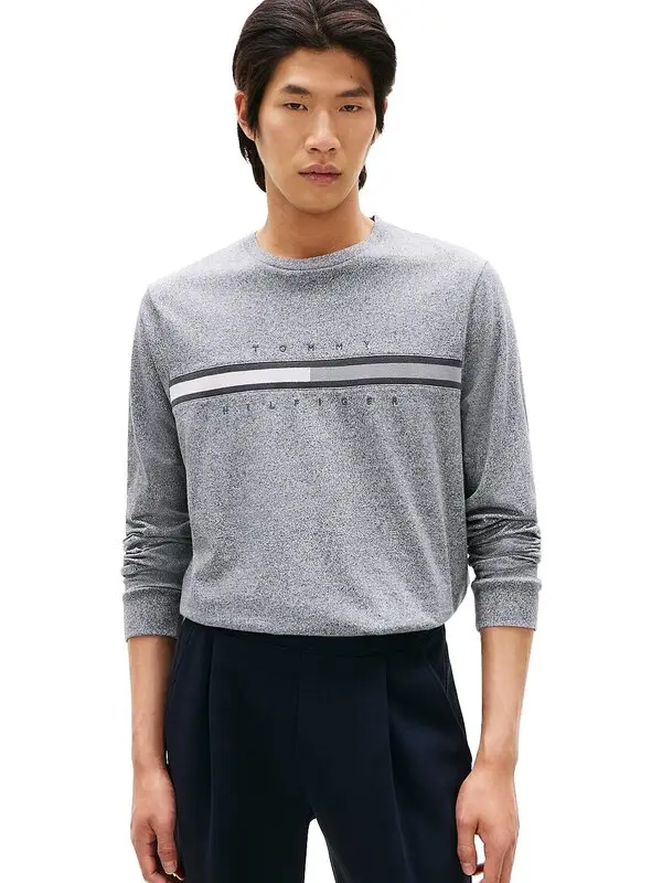 Tommy Hilfiger Long-sleeve Tonal Flag Logo T-shirt - Grey Heather