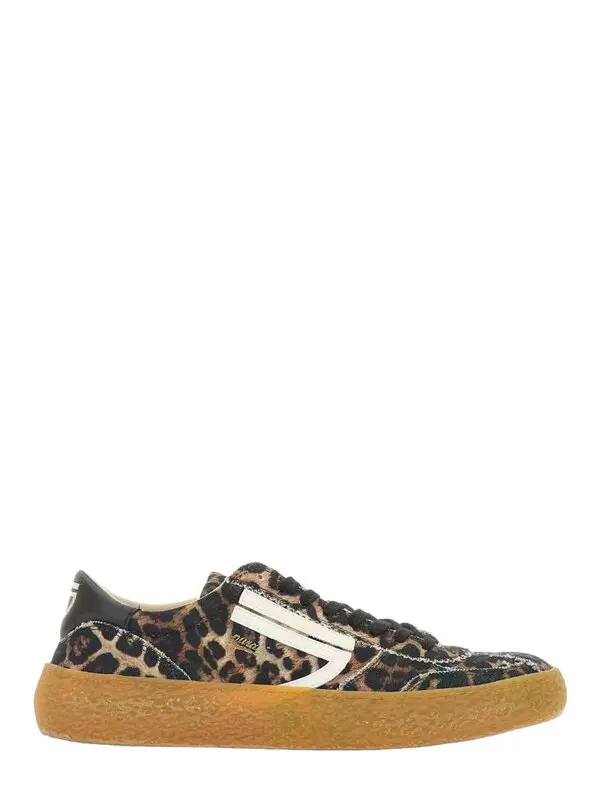 PURAAI Leopard-print Frayed Sneakers - Brown