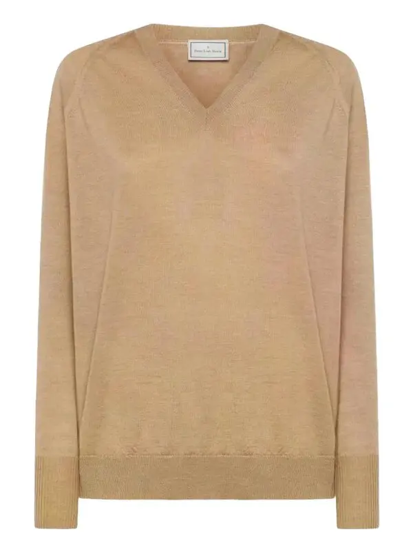 PIERRE-LOUIS MASCIA Tricot Floral-print V-neck Fine-knit Top - Neutrals