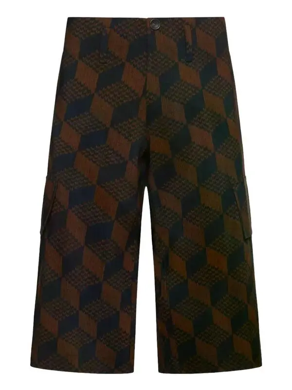 PIERRE-LOUIS MASCIA Dylan Geometric-pattern Cargo Shorts - Brown