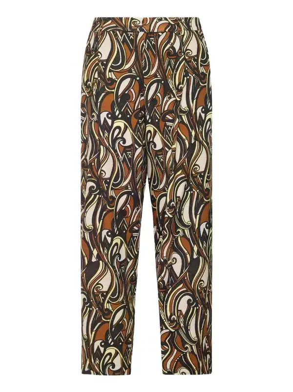 PIERRE-LOUIS MASCIA Beatex Swirling-pattern Wool Trousers - Brown
