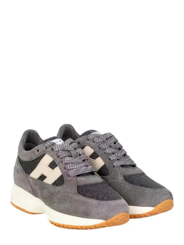 Hogan Logo-patch Panelled Sneakers - Grey