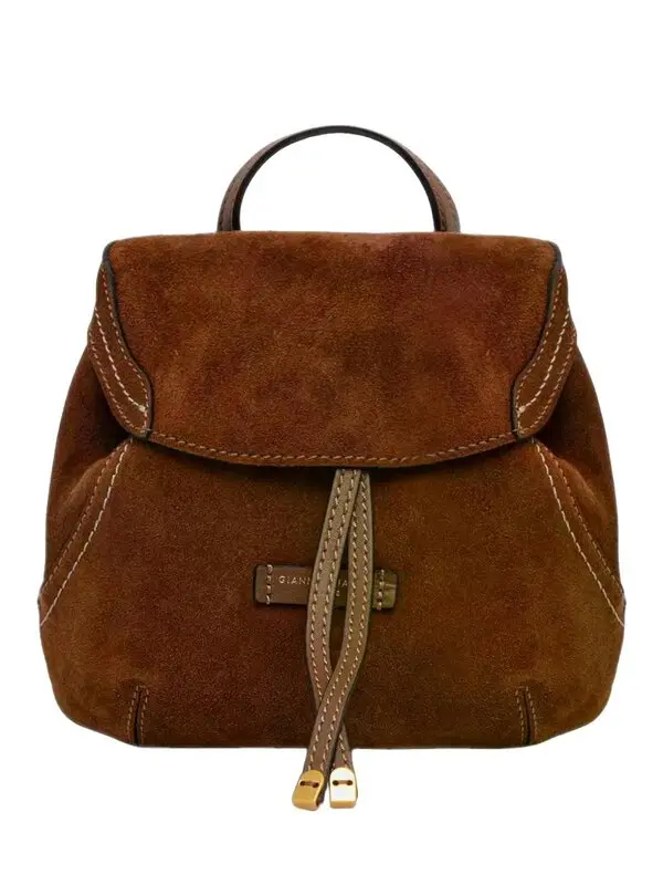 GIANNI CHIARINI Violette Contrast-stitch Suede Backpack - Brown